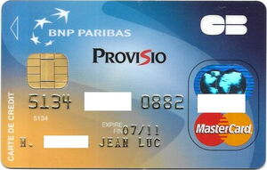 Bank Card: Provisio (BNP Paribas, FranceCol:FR-MC-0010.02
