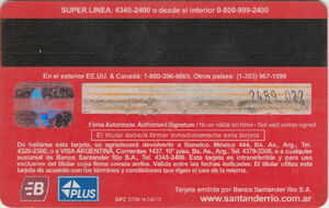 Bank Card: Santander Rio Visa (Banco Santander Rio, ArgentinaCol:AR-VI ...