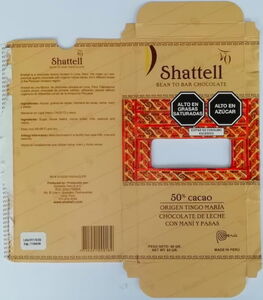 Schokoladen-Verpackung: Shattell Chocolate de Leche con Maní y Pasas 50 ...