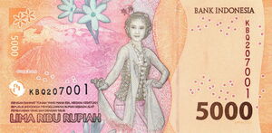 Banknote: 5,000 Rupiah (Indonesia(2022-2025 Issue) Wor:P-164b 💴