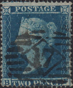 Stamp: Queen Victoria - 2d Blue Plate 5 Alphabet 2 (United Kingdom of ...