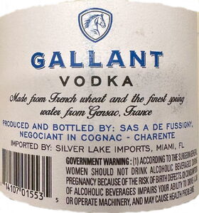 Drink Label: Gallant Slow Filtered (SAS a de Fussigny, FranceCol:FR ...