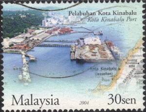 Stamp: Port of Kota Kinabalu (Malaysia(Ports) Mi:MY 1263C,Sg:MY 1214b ...