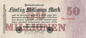 Banknote: 50,000,000 Mark (Germany(1923 4th Issues - Reichsbanknote ...