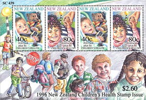 Stamp: Child Safety Souvenir Sheet, with Teddy Bear (New Zealand(Health ...