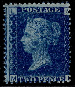 Stamp: 2d Blue Thin Line Plate 14 (United Kingdom of Great Britain ...