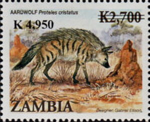 Stamp: Aardwolf (Proteles cristatus) (Zambia(Mammals) Mi:ZM 1629,Sn:ZM ...
