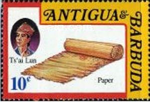 Stamp: Ts-ai Lun, Paper (Antigua and Barbuda) (Inventors/Pioneers) Mi ...