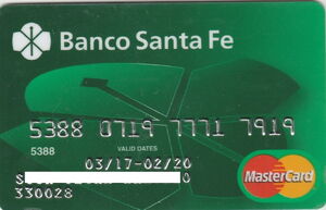 Tarjeta de Banco: Mastercard Banco de Santa Fe (Banco Santa Fe ...