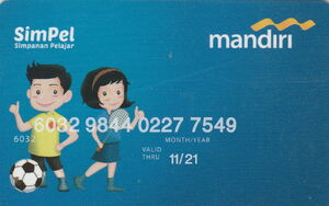 Bank Card: SimPel Simpanan Pelajar (Bank Mandiri, IndonesiaCol:ID-GM-0168