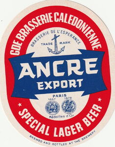 Drink Label: Ancre Export (Grande Brasserie de Nouvelle-Calédonie, New ...