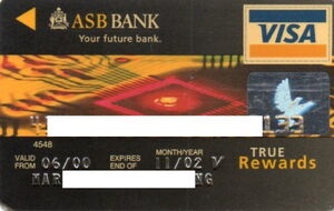 Bank Card: Visa True Rewards (ASB Bank, New ZealandCol:NZ-VI-0025