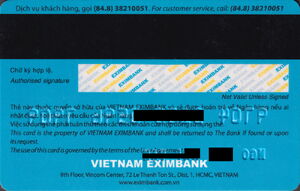 Bank Card: Eximbank (Eximbank, VietnamCol:VN-GM-0005