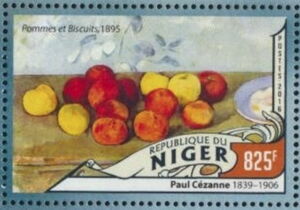 Stamp: Apples and cookies (Niger(Paul Cezanne (2016)) Mi:NE 3987,Yt:NE 3343