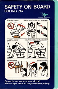 Safety Card: Boeing 747 (Garuda Indonesia, IndonesiaCol:GIA-ID-0011