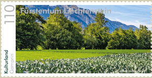 Stamp: Fields, Gamprin (Liechtenstein(Panoramas of Liechtenstein ...