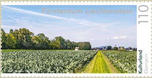 Stamp: Fields, Gamprin (Liechtenstein(Panoramas of Liechtenstein ...