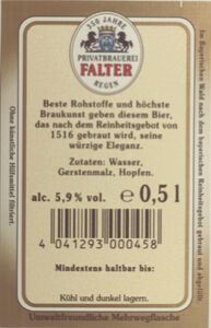 Drink Label: Falter Festbier (Privatbrauerei J. B. Falter KG, Germany ...