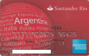 Bank Card: Santander Rio AE (Banco Santander Rio, ArgentinaCol:AR-AE-0038