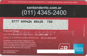 Tarjeta de Banco: Santander Rio AE (Banco Santander Rio, ArgentinaCol ...