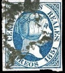 Stamp: Queen Isabel II (Spain(Queen Isabel II) Mi:ES 8F,Yt:ES 8a,Edi:ES ...