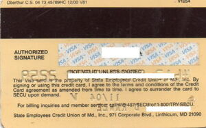 Bank Card: SECU of MD Visa (State Employees Credit Union of Maryland ...