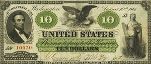 Banknote: 10 Dollars (United States of America(1861 Demand notes Series ...
