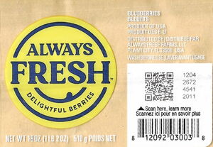 Food Label: Always Fresh Delightful Berries Blueberries (Always Fresh ...