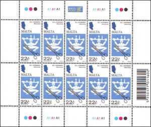 Stamp: Scissors and paper cutting (Malta(Birth Bicentenary of Hans ...