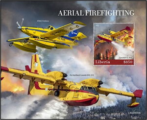 Stamp: Canadair CL-415 (Liberia(Firefighting Planes (2022)) Col:LR 2022 ...