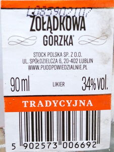 Drink Label: Żołądkowa Gorzka Likier Tradycyjna (Stock Polska ...