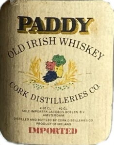 Drink Label: Paddy Imported Old Irish Whiskey (Midleton Distillery ...