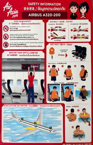 Safety Card: Airbus A320-200 (Air Asia, MalaysiaCol:AXM-MY-0008