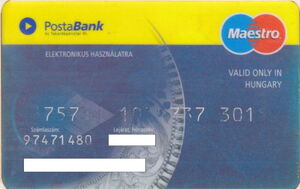 Bank Card: Maestro (Posta Bank, HungaryCol:HU-MS-0012.02