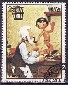 Stamp: Disney Pinocchio (Sharjah(Walt Disney Animation - Pinocchio) Mi ...