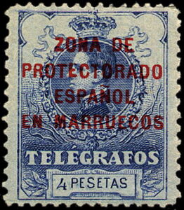 Stamp: Alfonso XIII (Spanish Morocco(Telegraphs - King Alfonso XIII ...