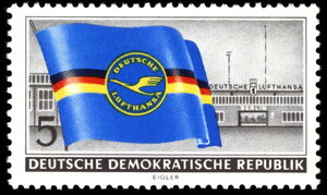 Stamp: Flag of the Lufthansa (Germany, Democratic Republic (DDR ...