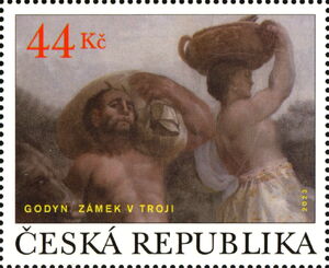 Stamp: Mural by Godyn (Czech Republic(Baroque Mural Art (2023)) Mi:CZ ...