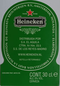 Drink Label: Heineken Premium Quality (Heineken NV-El Aguila, SpainCol ...