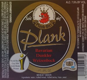 Drink Label: Plank Bavarian Dunkler Weizenbock (Brauerei Plank, Laaber ...