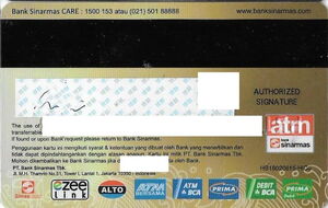 Bank Card: Gold Debit Card (Bank Sinarmas, IndonesiaCol:ID-UP-0002