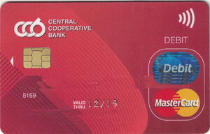 Bank Card: Central Cooperative Bank MasterCard Debit Mtel - 07/16 ...
