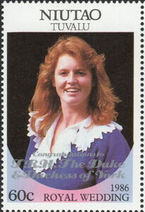 Stamp: Sarah Ferguson with Overprint (Tuvalu, Niutao(Congratulations to ...