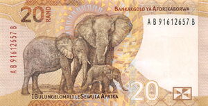Banknote: 20 Rand (South Africa(2023 ND "Modified Animal Designs" Issue ...
