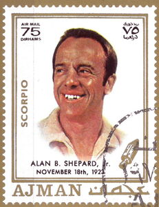 Stamp: Alan Shepard - Scorpio (Ajman(Personalities and Their Zodiac ...