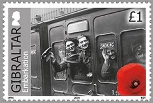 Stamp: Embarkation (Gibraltar) (Centenary of World War I (1st series ...