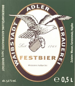 Drink Label: Adler Brauerei Festbier (Adler Brauerei Waibstadt, Germany ...