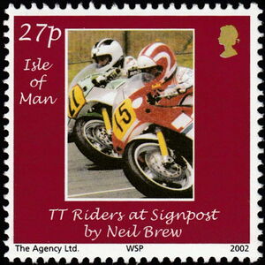 Stamp: T.T. Riders at Signpost by Neil Brew (Isle of Man(Photographs of ...