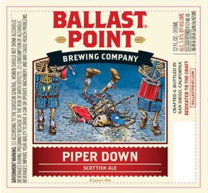 Drink Label: Ballast Point Piper Down Scottish Ale (Ballast Point ...