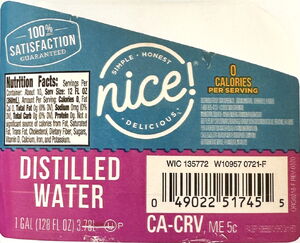 Drink Label: Nice! Distilled (Walgreen Co., United States of AmericaCol ...